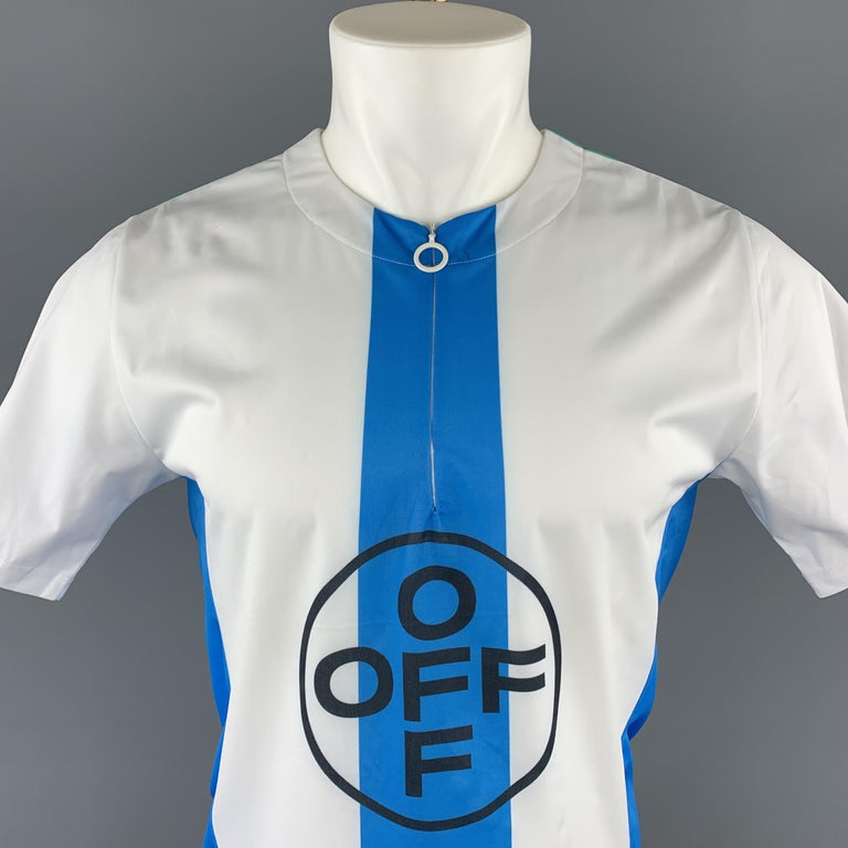 OFF-WHITE Size M Blue and White Print Polyester / Polyurethane Half Zip ...
