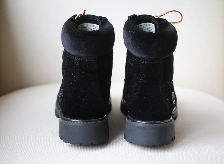 Off-White + Timberland Logo Embossed Velvet Ankle Boots at 1stDibs ...
