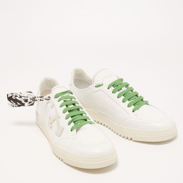 Off-white White Croc Embossed Leather 2.0 Low Sneakers Size 40 For Sale ...