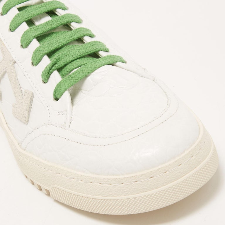 Off-white White Croc Embossed Leather 2.0 Low Sneakers Size 40 For Sale ...