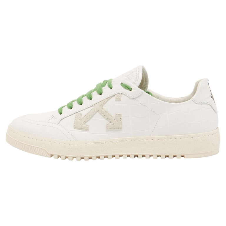 Off-white White Croc Embossed Leather 2.0 Low Sneakers Size 40 For Sale ...