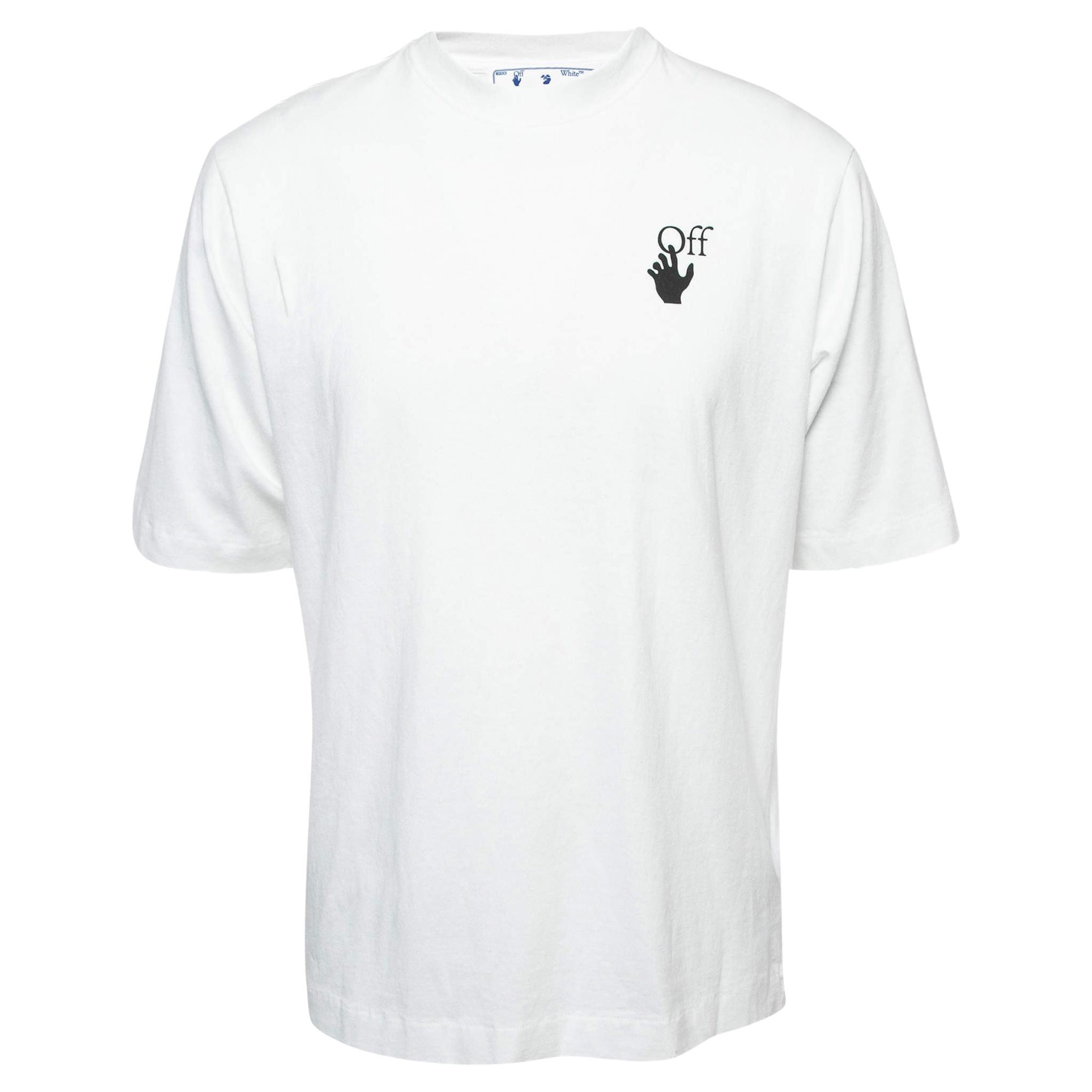 Off-White White Hands Off Logo Print Cotton Crew Neck T-Shirt M For ...