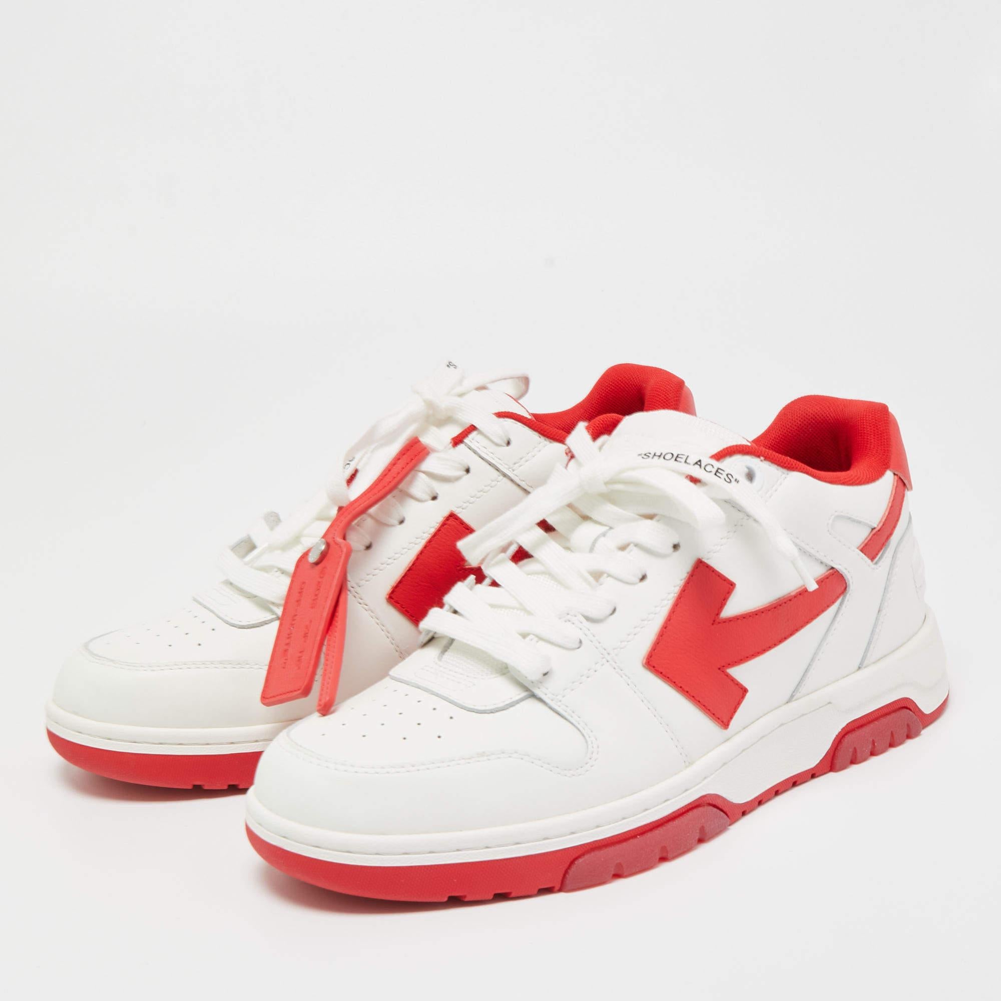 Off-White White/Red Perforated Leather Out Of Office Sneakers For Sale ...
