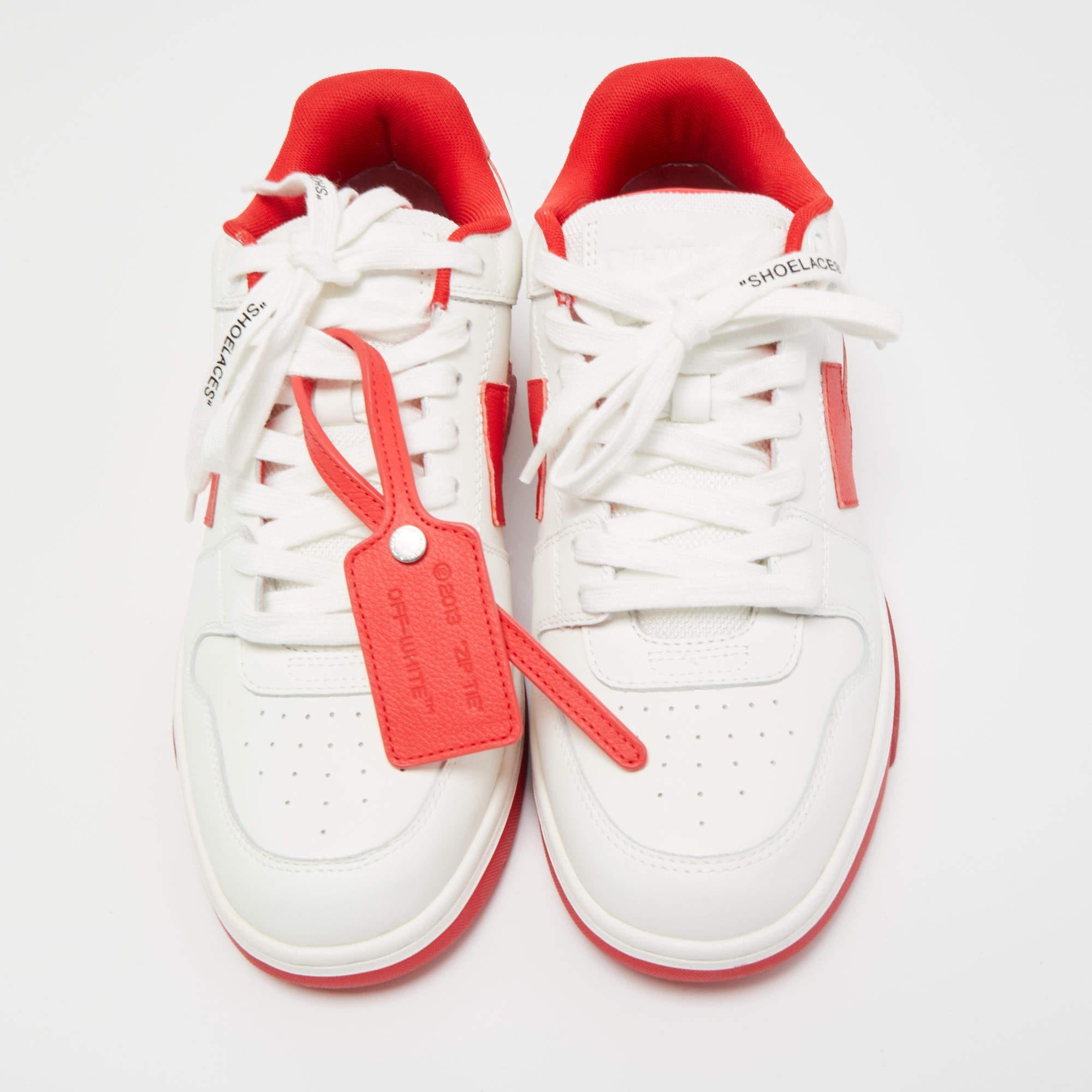 Off-White White/Red Perforated Leather Out Of Office Sneakers For Sale ...