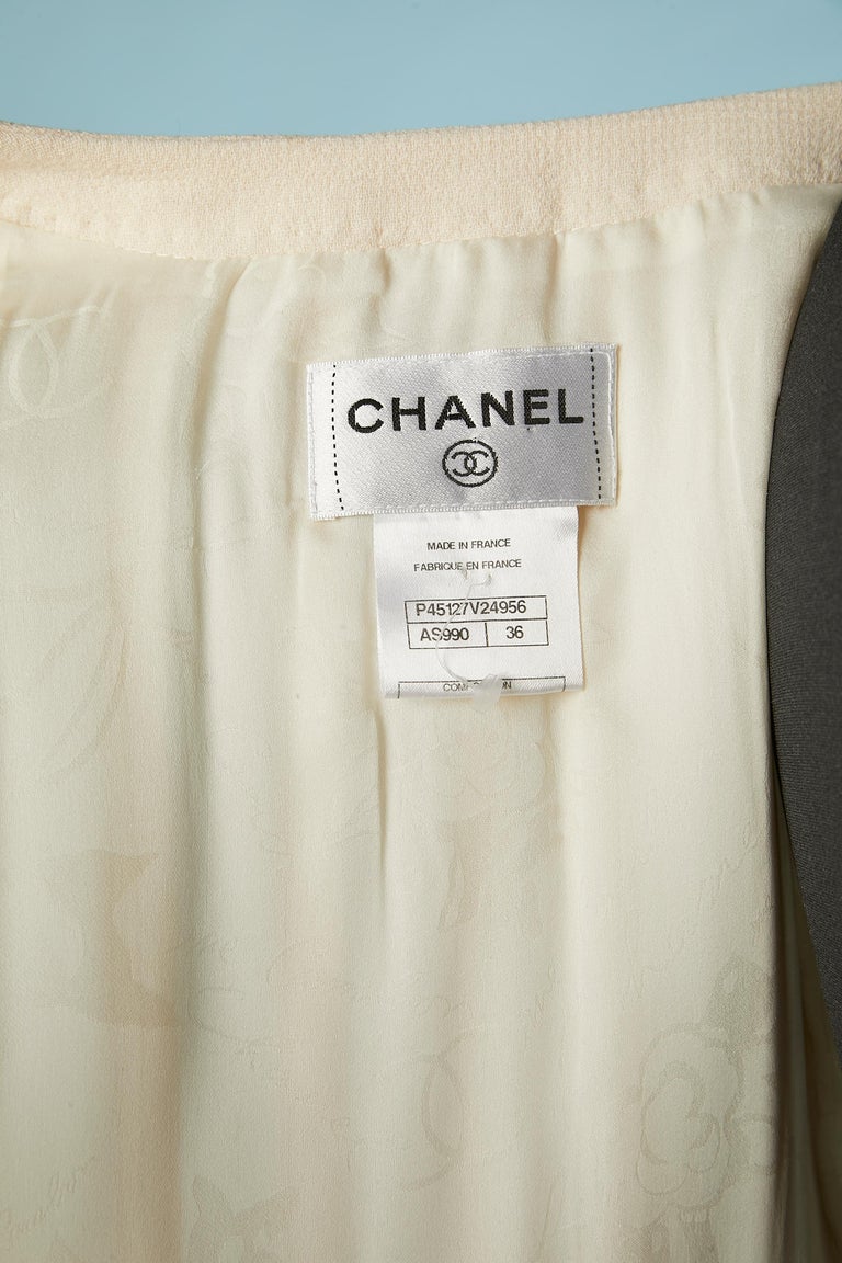 Off-white wool cocktail dress with top-stitched pleats and zip Chanel ...
