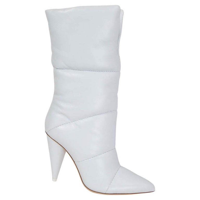 OFF-WHITE x JIMMY CHOO white quilted leather SARA 100 Boots Shoes 37 ...