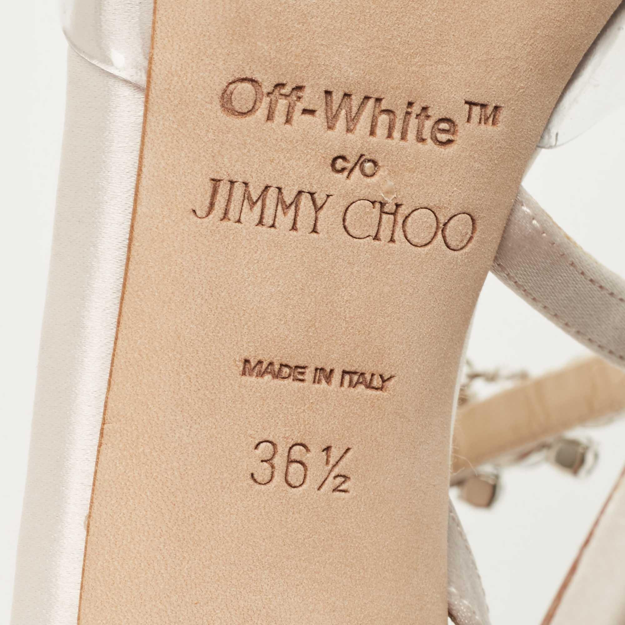 Off-White x Jimmy Choo White/Transparent Satin and PVC Victoria Crystal ...