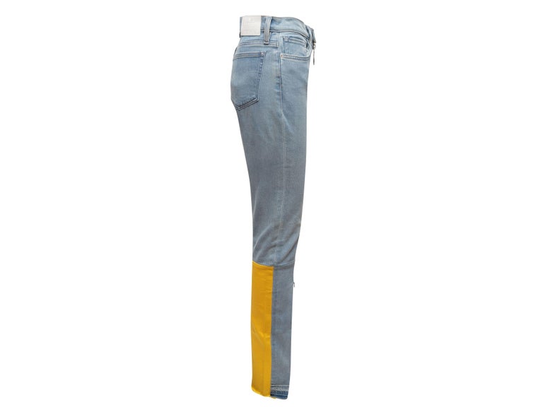 Off-White x Levi's Light Wash and Yellow Paneled Skinny Jeans For Sale ...