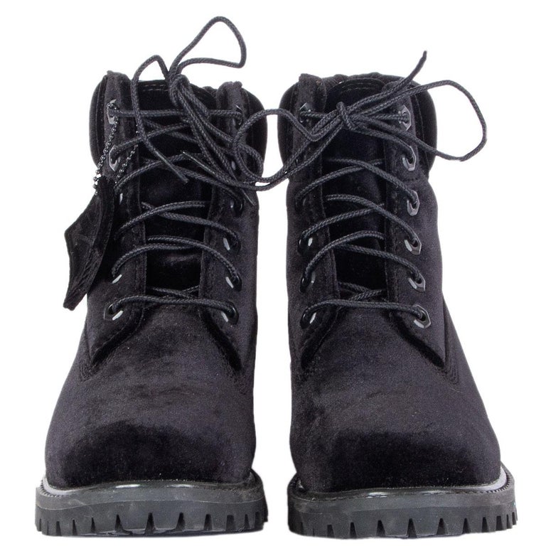 OFF-WHITE X TIMBERLAND black velvet Ankle Boots Shoes 37 For Sale at ...