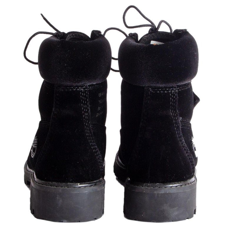 OFF-WHITE X TIMBERLAND black velvet Ankle Boots Shoes 37 For Sale at ...