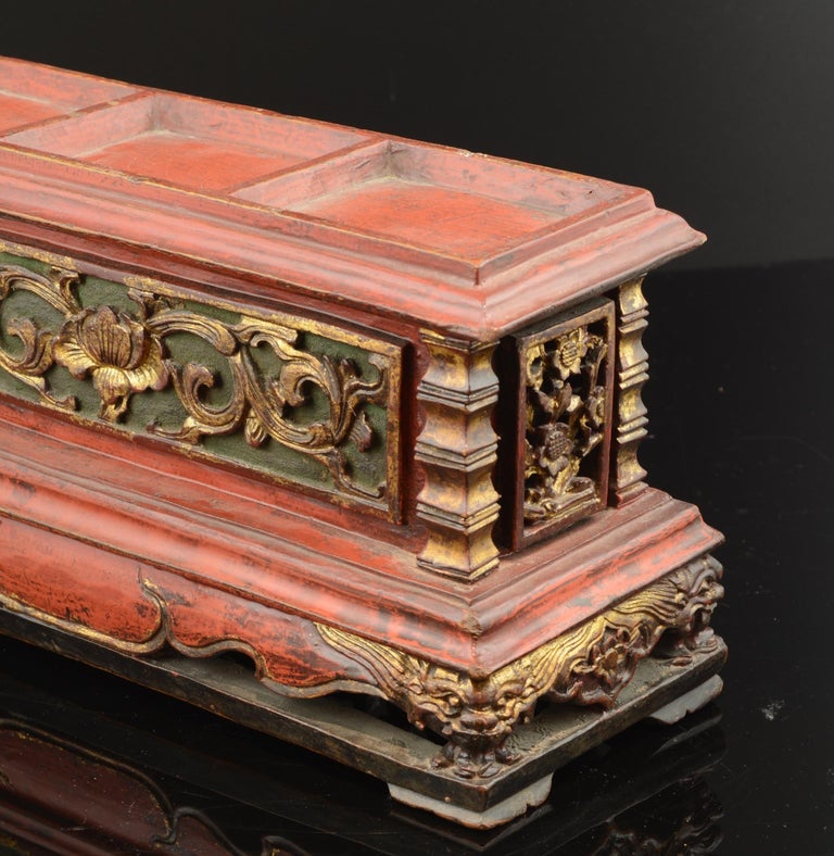 Offering Box "Chanab", Carved and Polychrome Wood, 19th Century at 1stDibs
