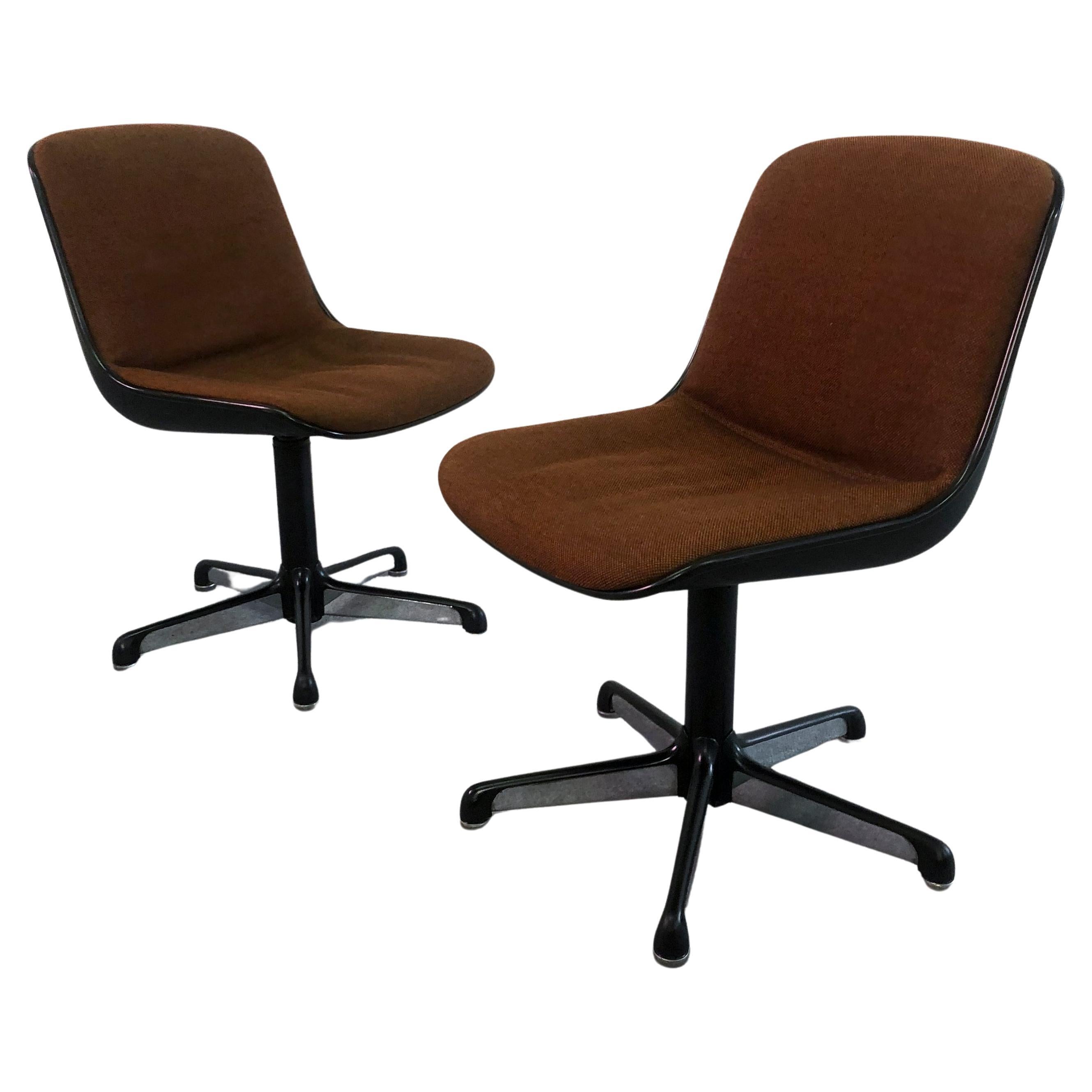 ViNTAGE UNIQUE CHARLES POLLOCK FOR KNOLL BROWN LEATHER OFFICE ARMCHAIR For Sale at 1stDibs