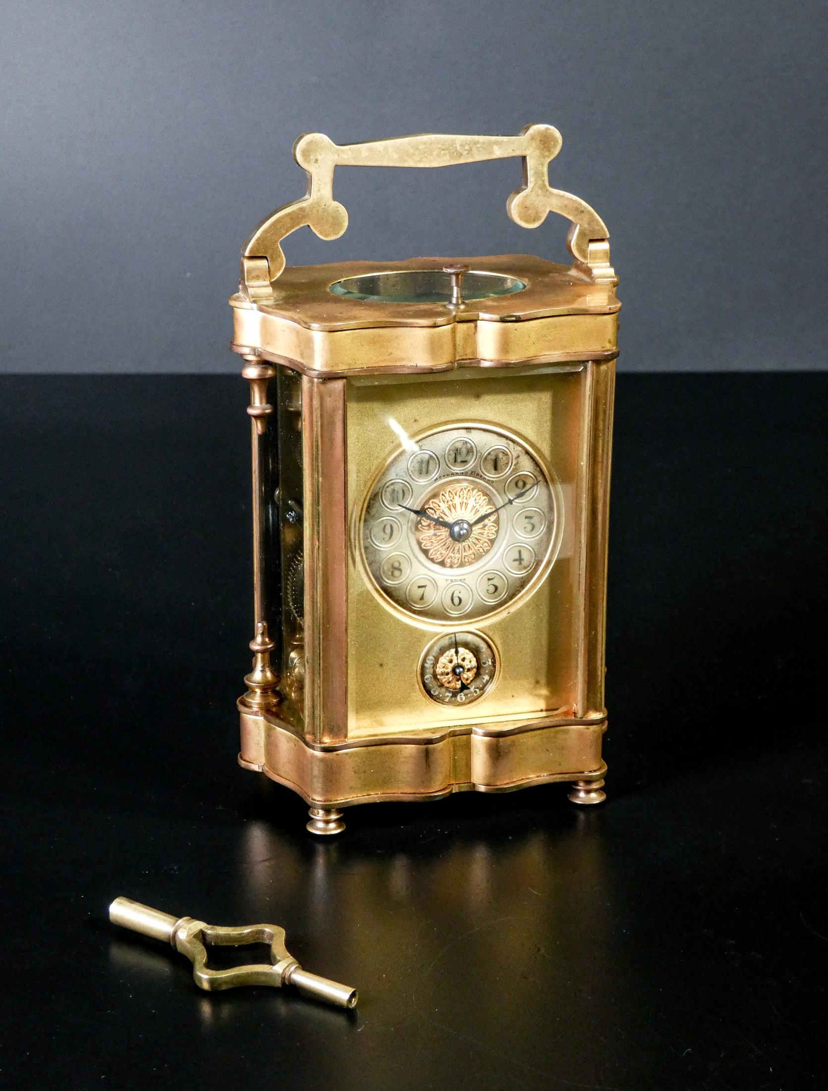 Officier clock, Pendulette with alarm, strikes at mid-hour and ...