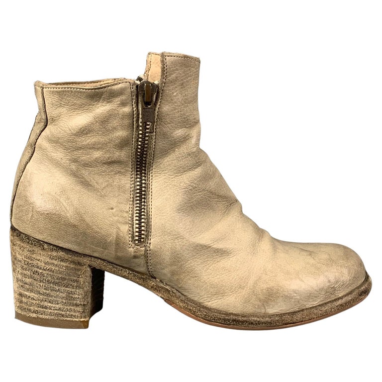 OFFICINE CREATIVE Size 7 Cream Double Zipper Boots For Sale at 1stDibs