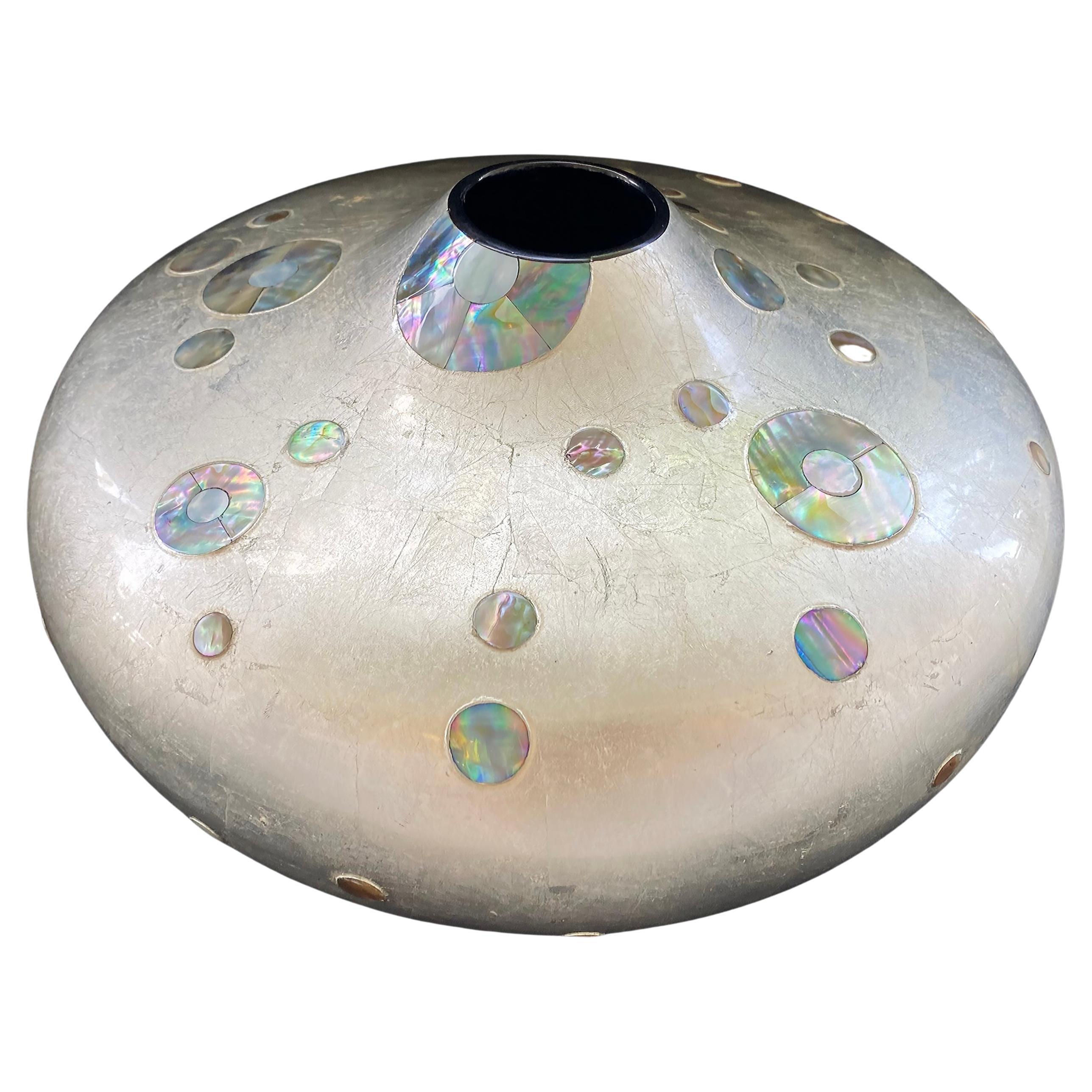 Oggetti Silver Leaf and Mother of Pearl Decorative Vessel For Sale at ...