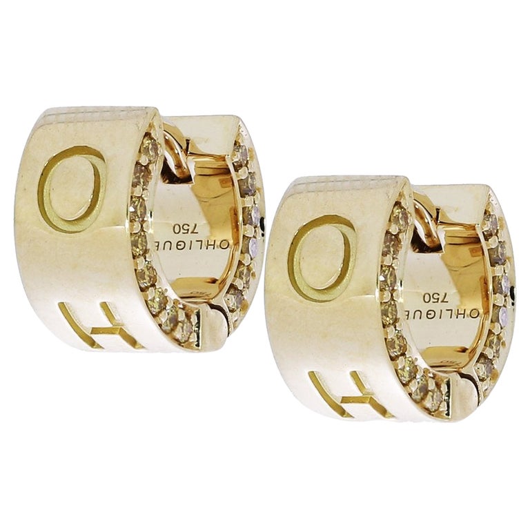 OH Namesake Yellow Diamond Huggies For Sale at 1stDibs