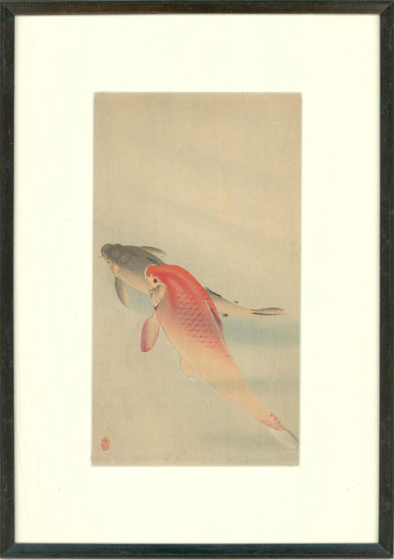 Ohara Koson - Ohara Koson (1877-1945) - Framed Japanese Woodblock, Carp ...
