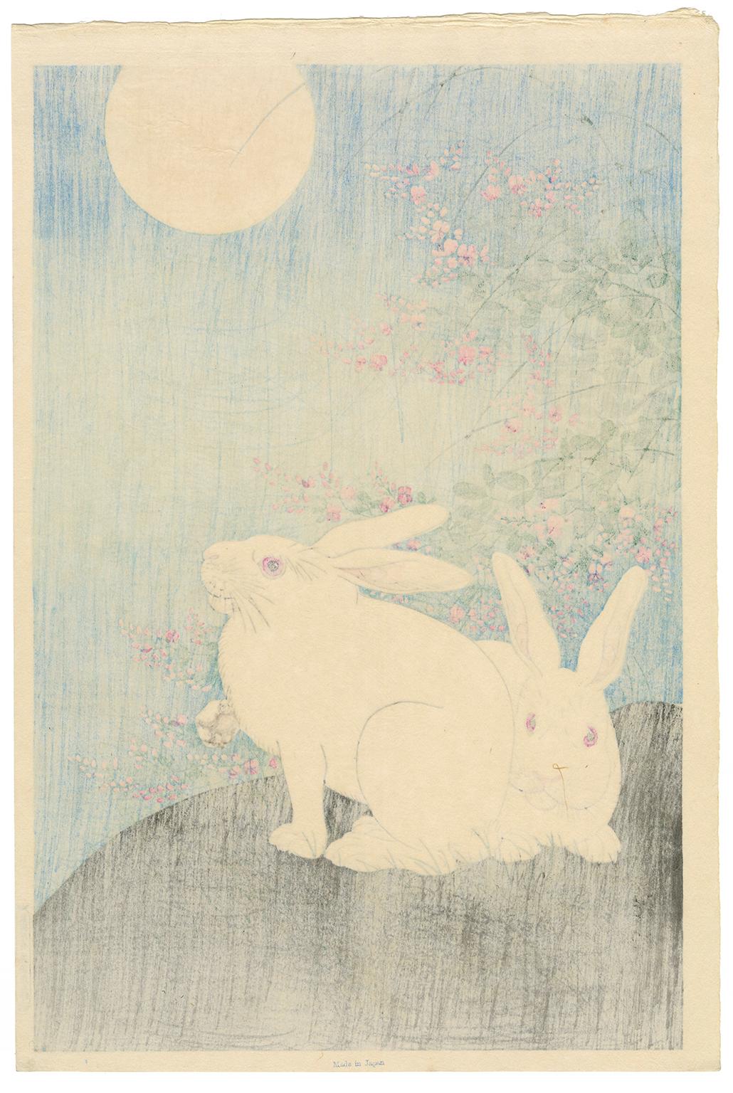 Ohara Koson - 'Rabbits and the Moon' — Showa, Pre WWII impression at ...