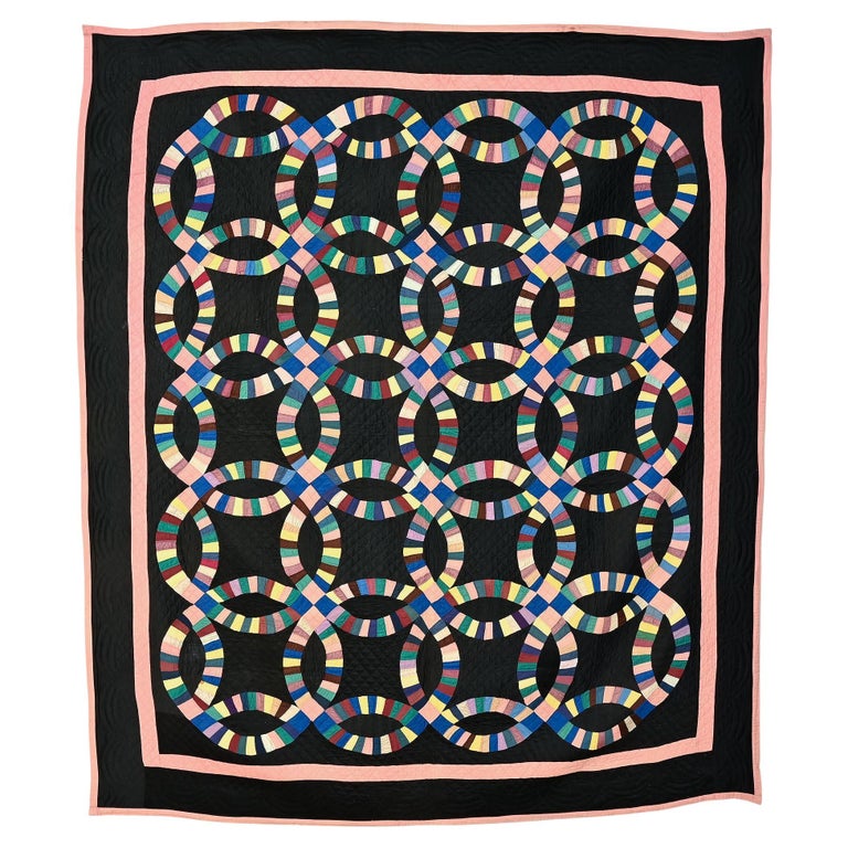 Ohio Amish Double Wedding Ring Quilt For Sale at 1stDibs