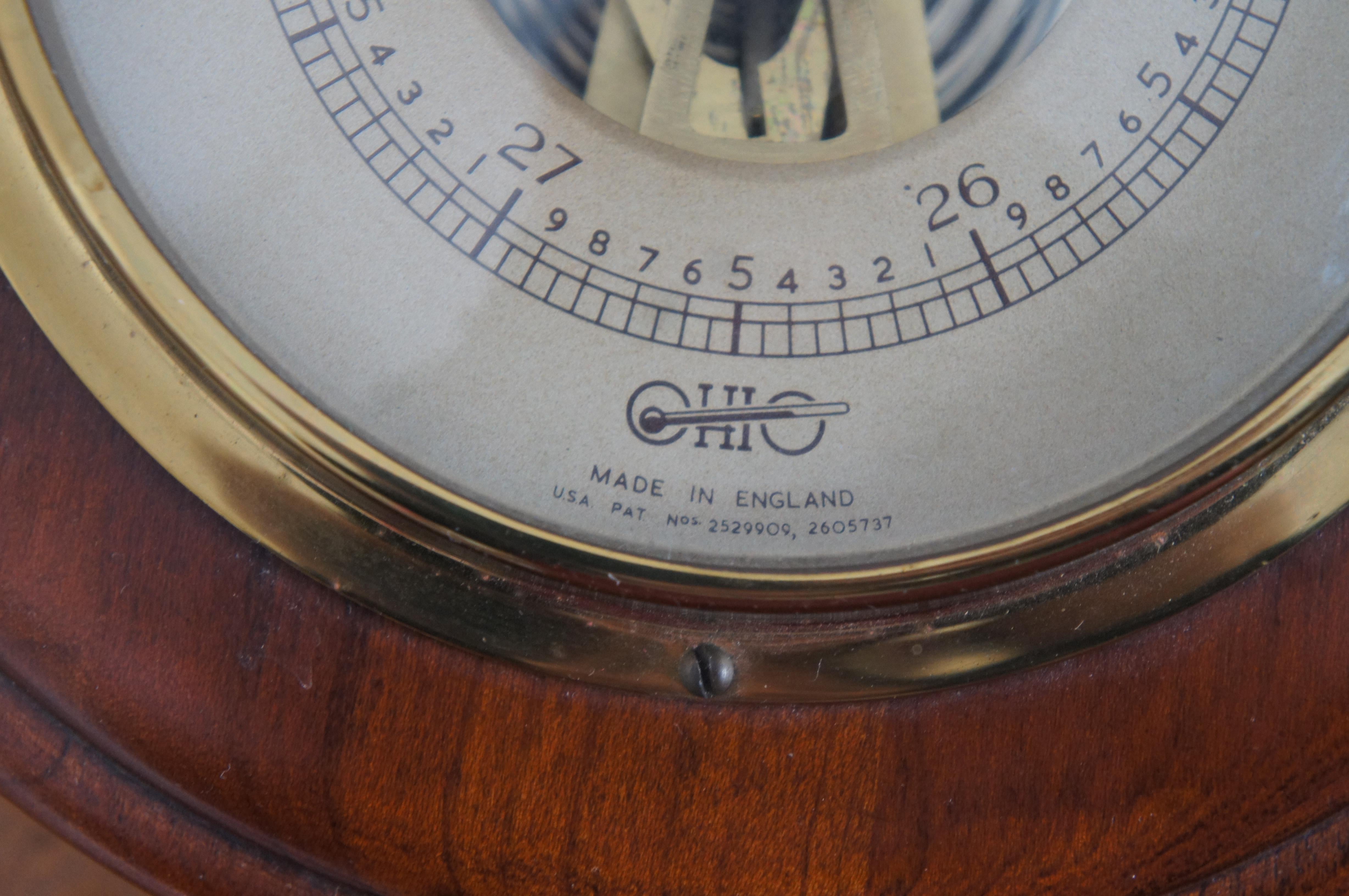 Ohio Thermometer Company English Mahogany Banjo Barometer Weather Gauge ...