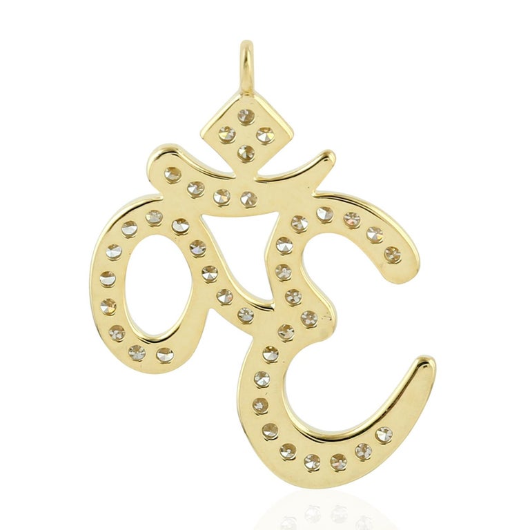 Ohm Spiritual Diamond 18 Karat Gold Pendant Necklace For Sale at 1stDibs