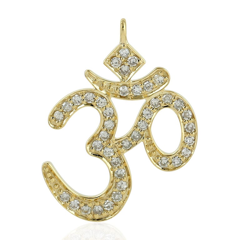 Ohm Spiritual Diamond 18 Karat Gold Pendant Necklace For Sale at 1stDibs