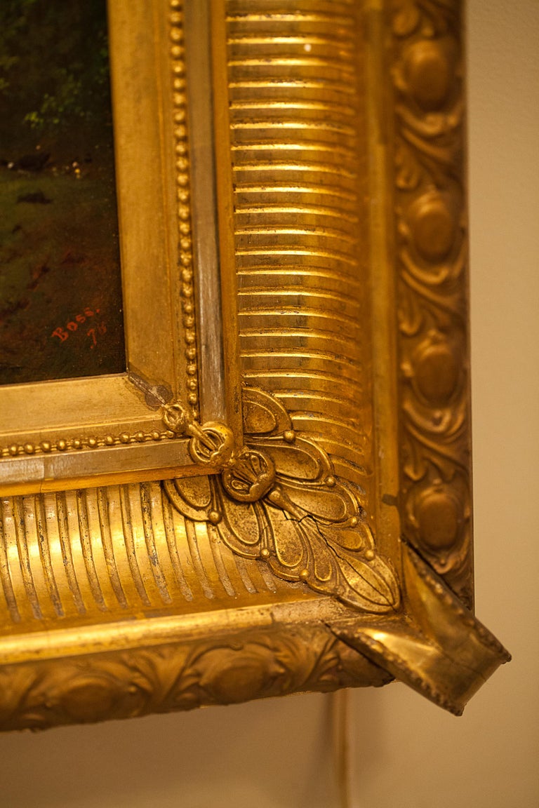 Oil on Canvas "Cow at a Water Trough," Henry Walcott Boss, Hudson River ...