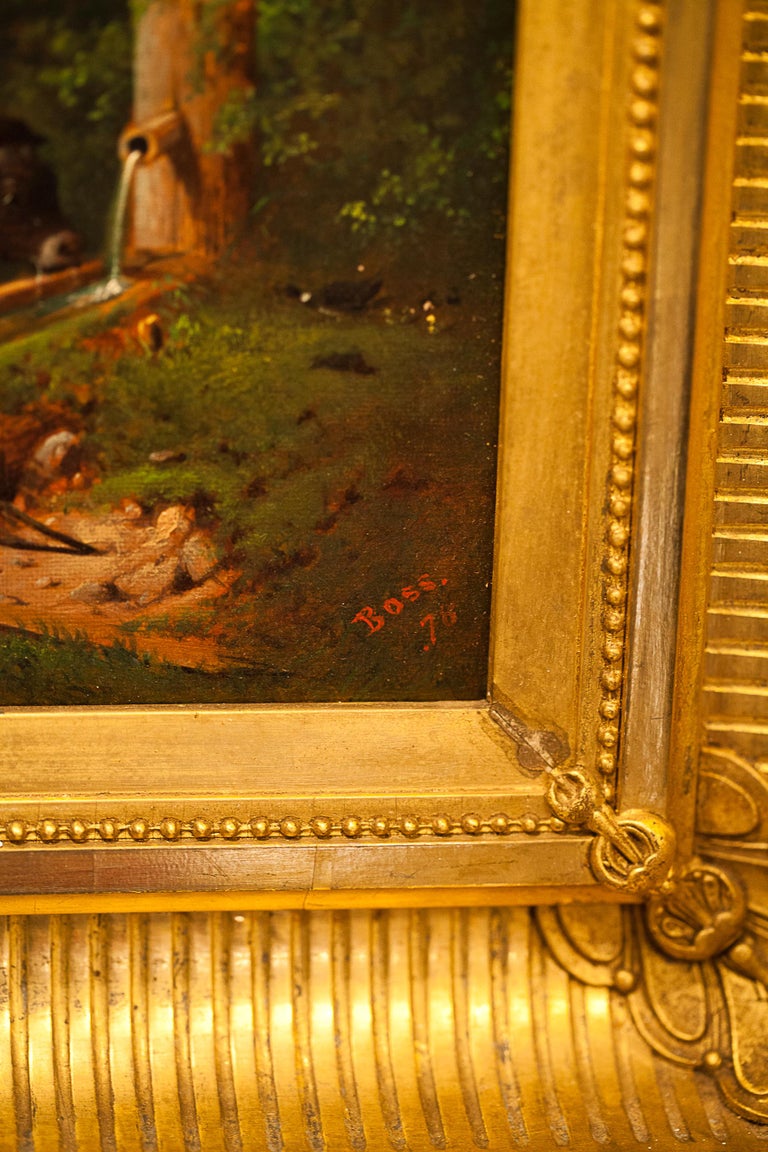 Oil on Canvas "Cow at a Water Trough," Henry Walcott Boss, Hudson River ...