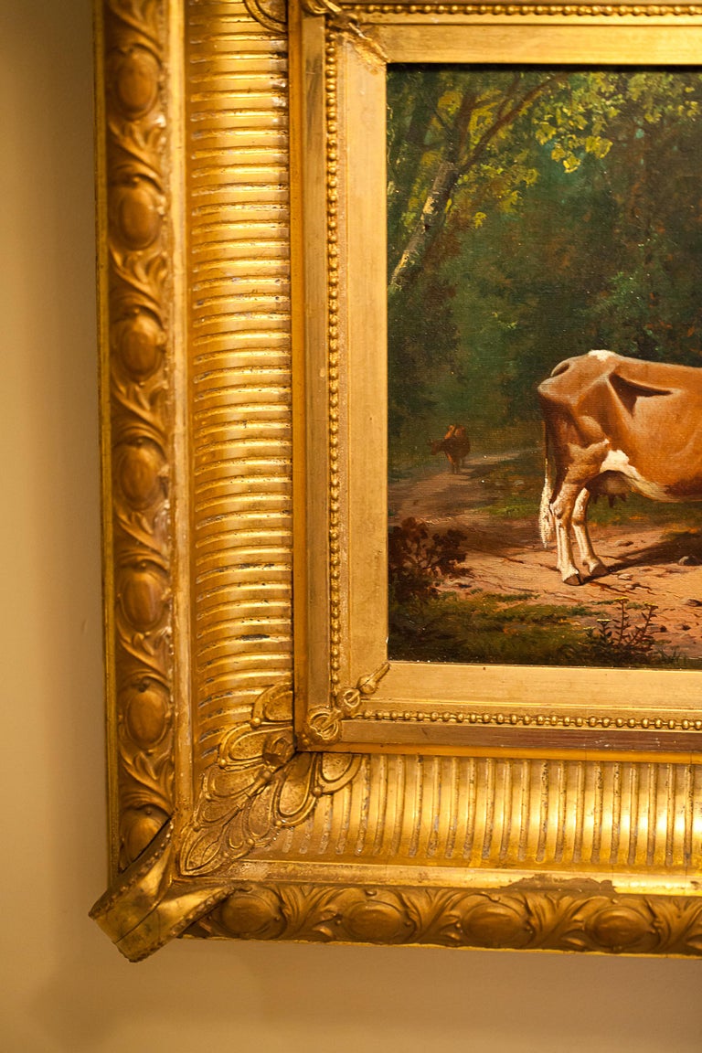 Oil on Canvas "Cow at a Water Trough," Henry Walcott Boss, Hudson River ...