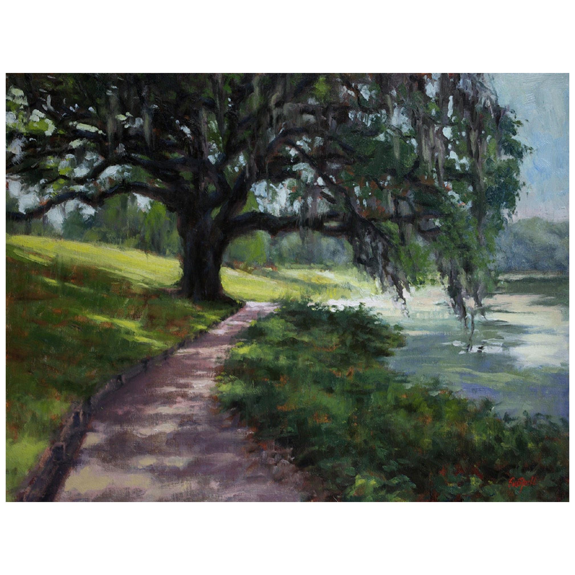 Oil on Canvas "Pier to the Boathouse" by Sue Foell For Sale at 1stDibs