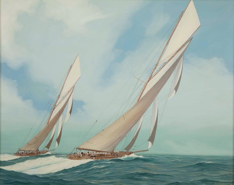 Oil on Canvas of a Scene from the 1903 America's Cup Race at 1stDibs