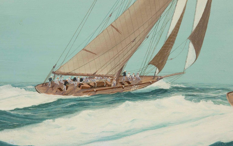 Oil on Canvas of a Scene from the 1903 America's Cup Race at 1stDibs