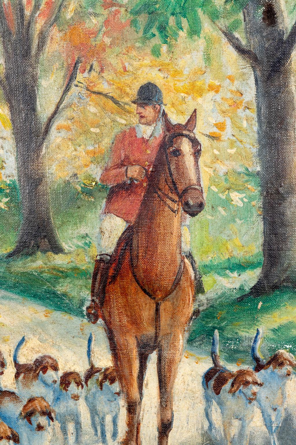 Oil on Canvas of Fox Hunt Scene For Sale at 1stDibs | fox hunt oil painting