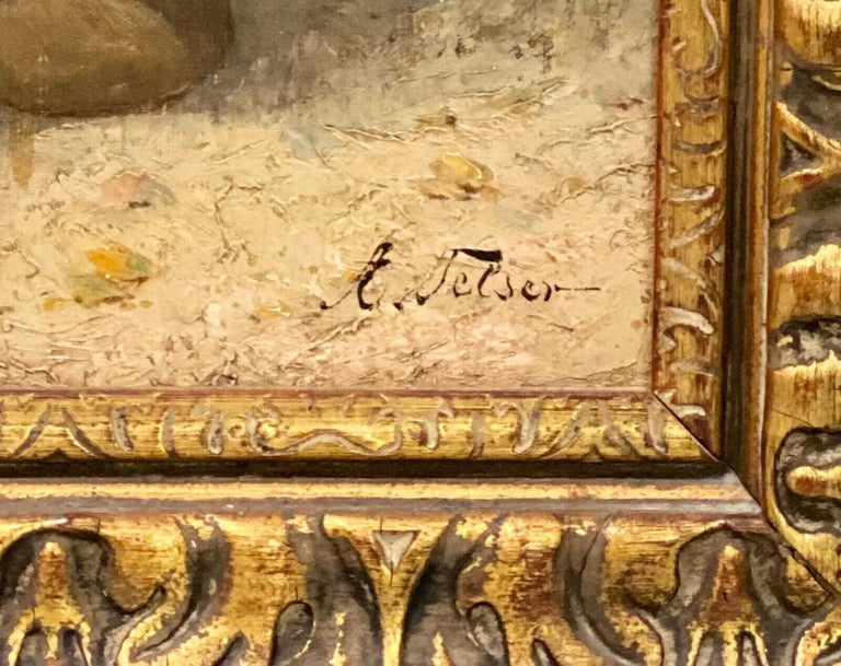 Oil on Canvas Painting, Girl at Well by Anton Telser For Sale at 1stDibs