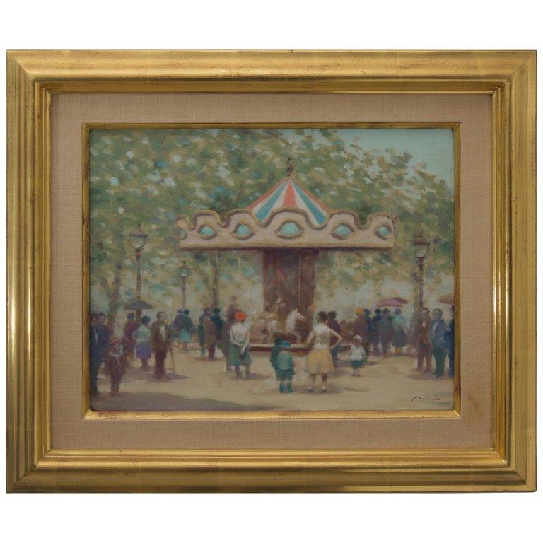 Oil on Canvas Painting "Louvre Carousel"by Andre Gisson For Sale at ...