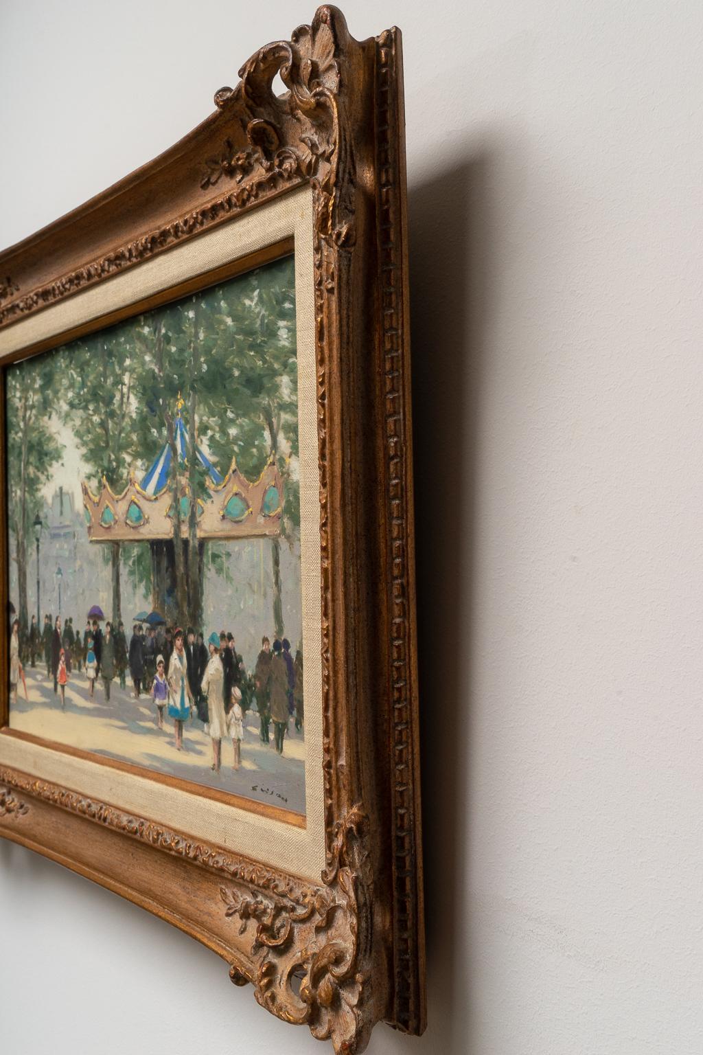 Oil on Canvas Painting "Louvre Carousel"by Andre Gisson For Sale at ...