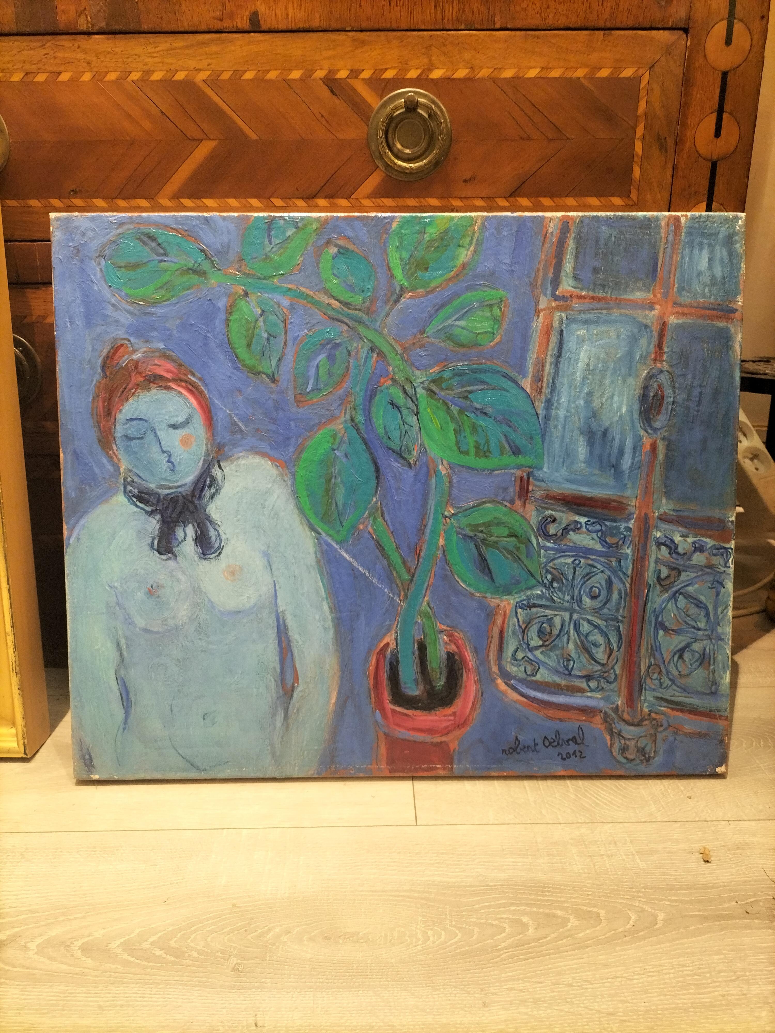 Oil-on-Canvas Painting 'The Beauty with a Cold' by Robert Delval (1934 ...