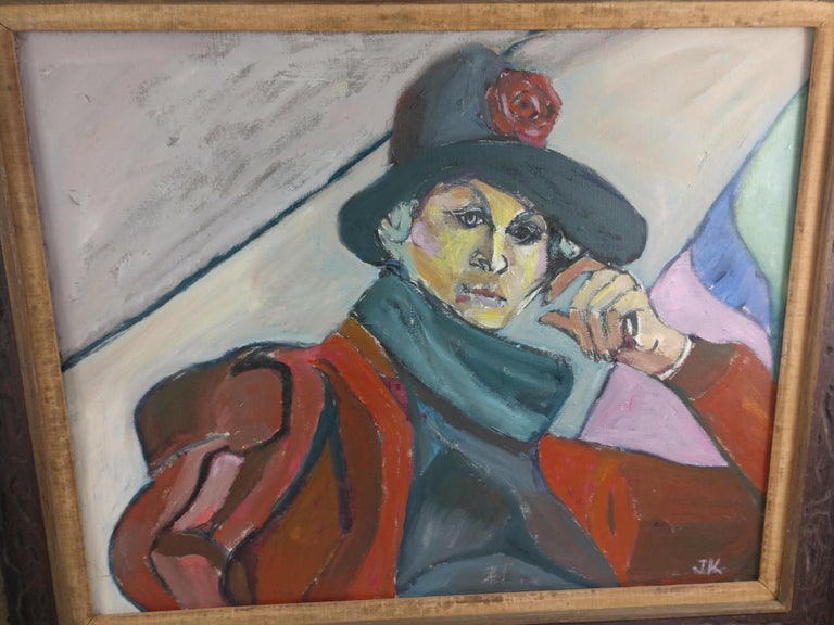 Oil on Canvas Parisian Portrait of a Friend by Jeanne Kostich For Sale ...