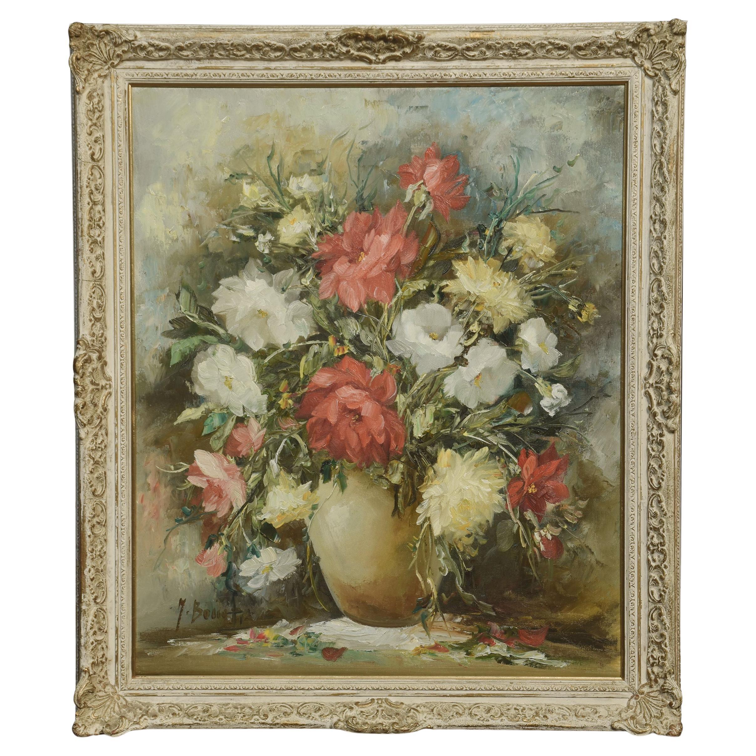 Oil on Canvas Still Life of Flowers For Sale at 1stDibs