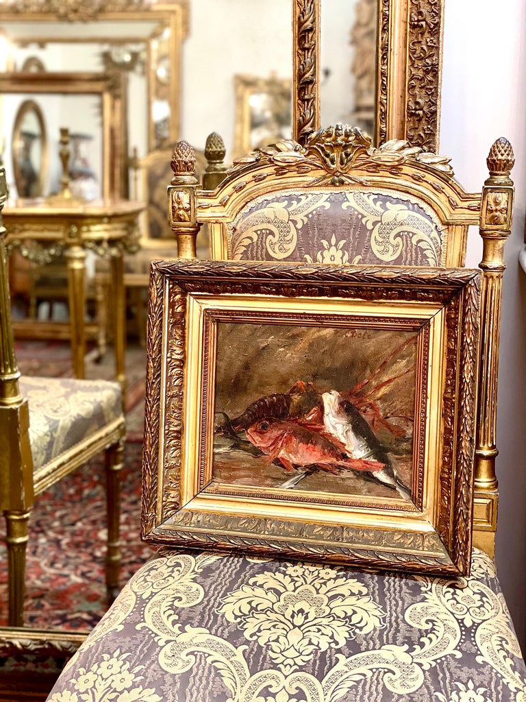 Oil on Canvas “Still Life with Fish and Crustaceans” For Sale at 1stDibs