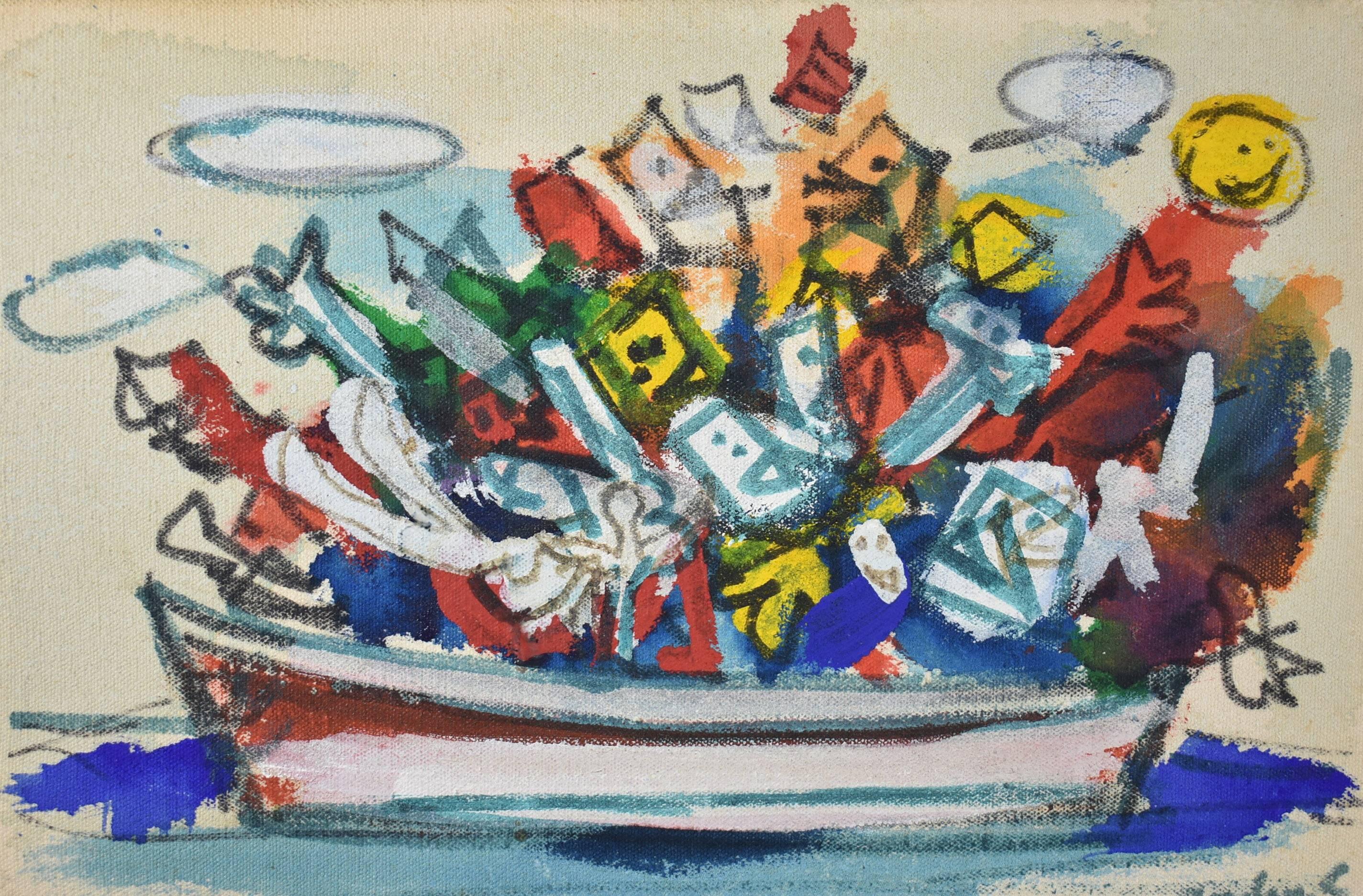 Oil on Canvas, "Happy Boat Trip L.N." by Robert Goodnough, 1966 For ...