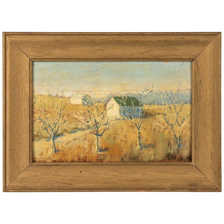 Rustic Russian Oil on Wood Painting by Leskov, Huts in Siberia For Sale ...