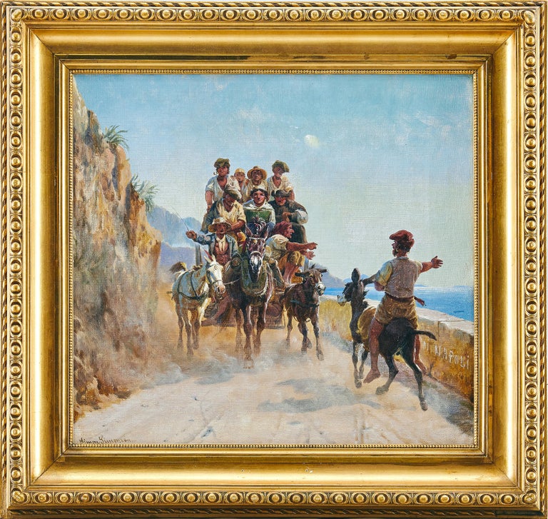 Oil Painting by Simon Simonsen from the Bay of Naples with Villagers at ...