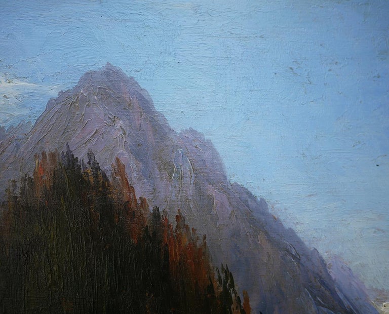 Peinture à l'huile, Dolomites, « Monte Tuglia », Marcelliano Canciani ...