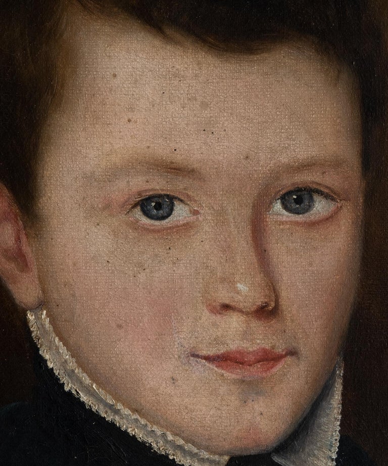 Oil Painting of a Youth in a Blue Jacket For Sale at 1stDibs