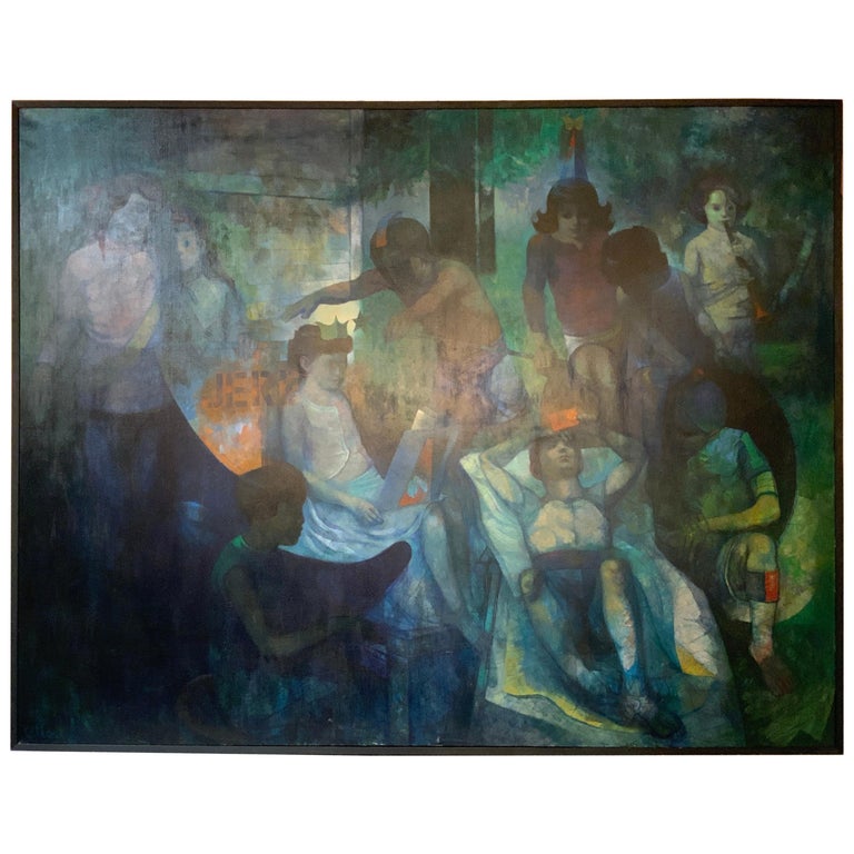 Oil Painting of Children Celebrate Purim by Ted Gilien For Sale at 1stDibs