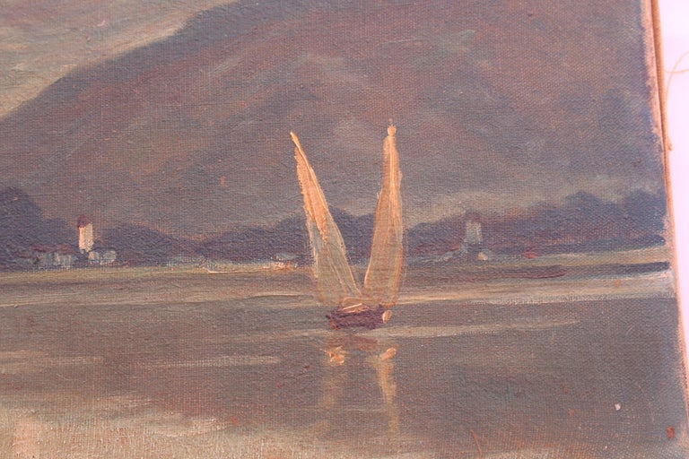 Oil Painting of Lake Geneva 19th Century Oil on Canvas Signed at 1stDibs