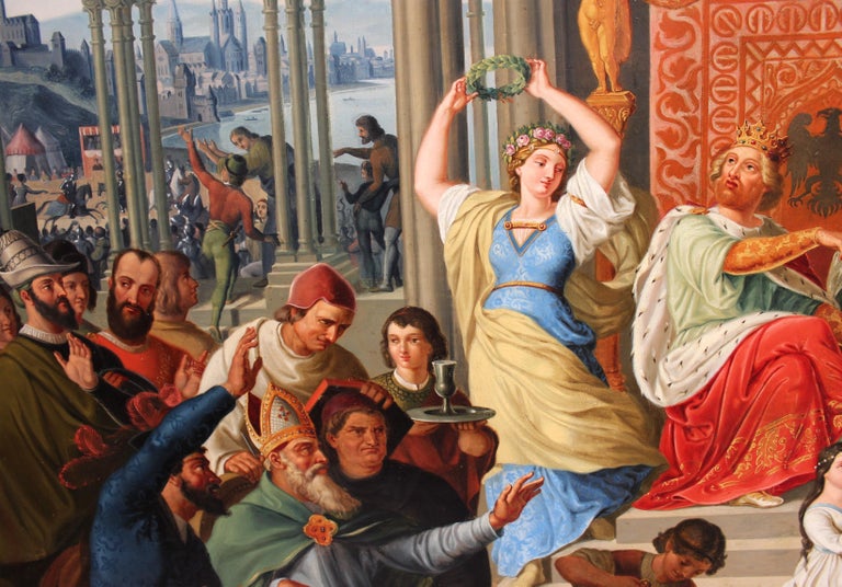 Oil Painting on Canvas "Der Niebelunge Liet" from the 19th Century by G. Otti For Sale at 1stDibs