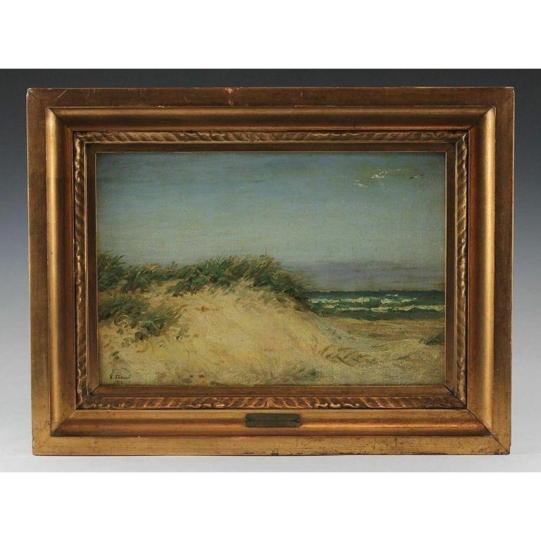 Oil Painting Seascape, Seashore Dunes by Holger Lubbers For Sale at 1stDibs