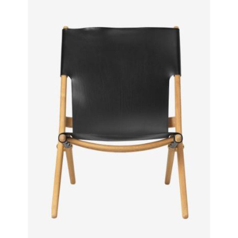 Oiled Oak Black Leather Saxe Chair by Lassen For Sale at 1stDibs